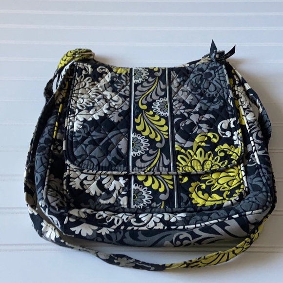 Vera Bradley | Bags | Vera Bradley Black Yellow Mailbag Crossbody Purse ...